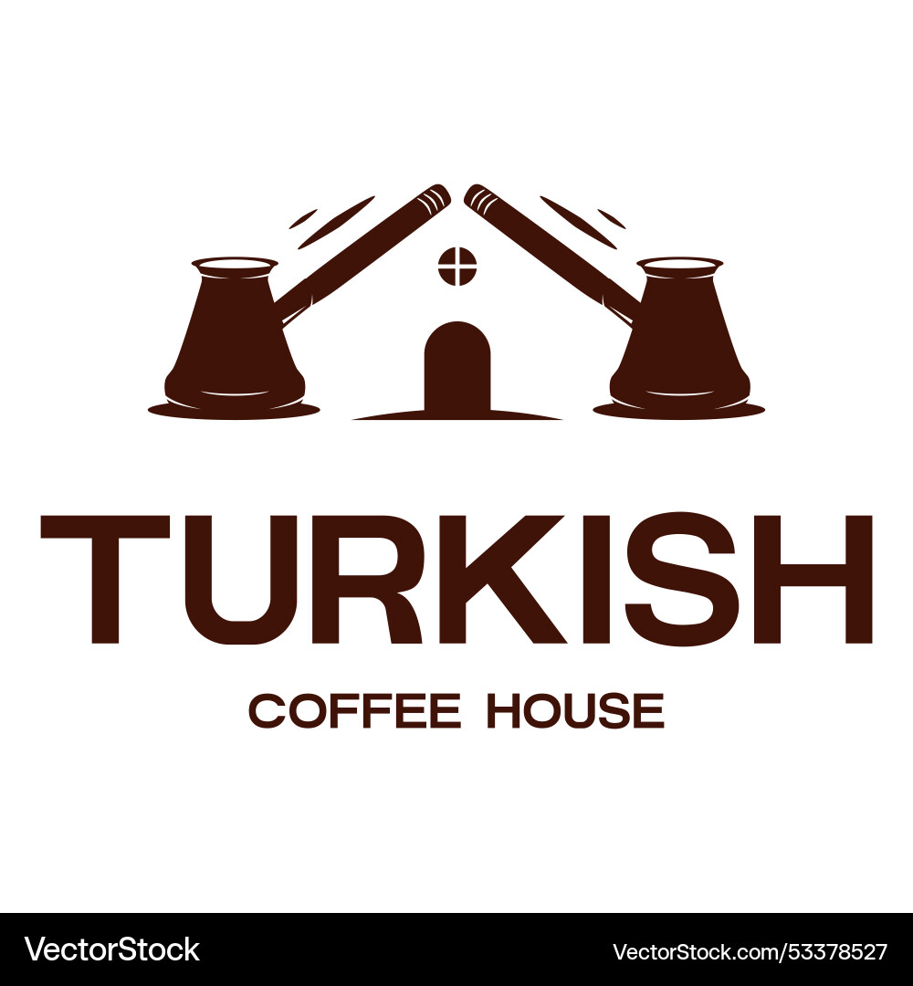 Turkish coffee house flat minimalist logo design Vector Image