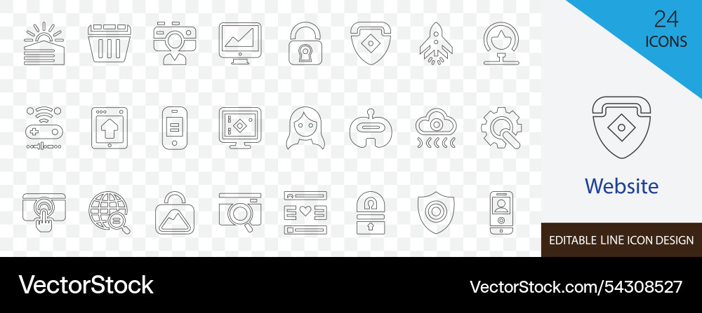 Website editable line icon set Royalty Free Vector Image