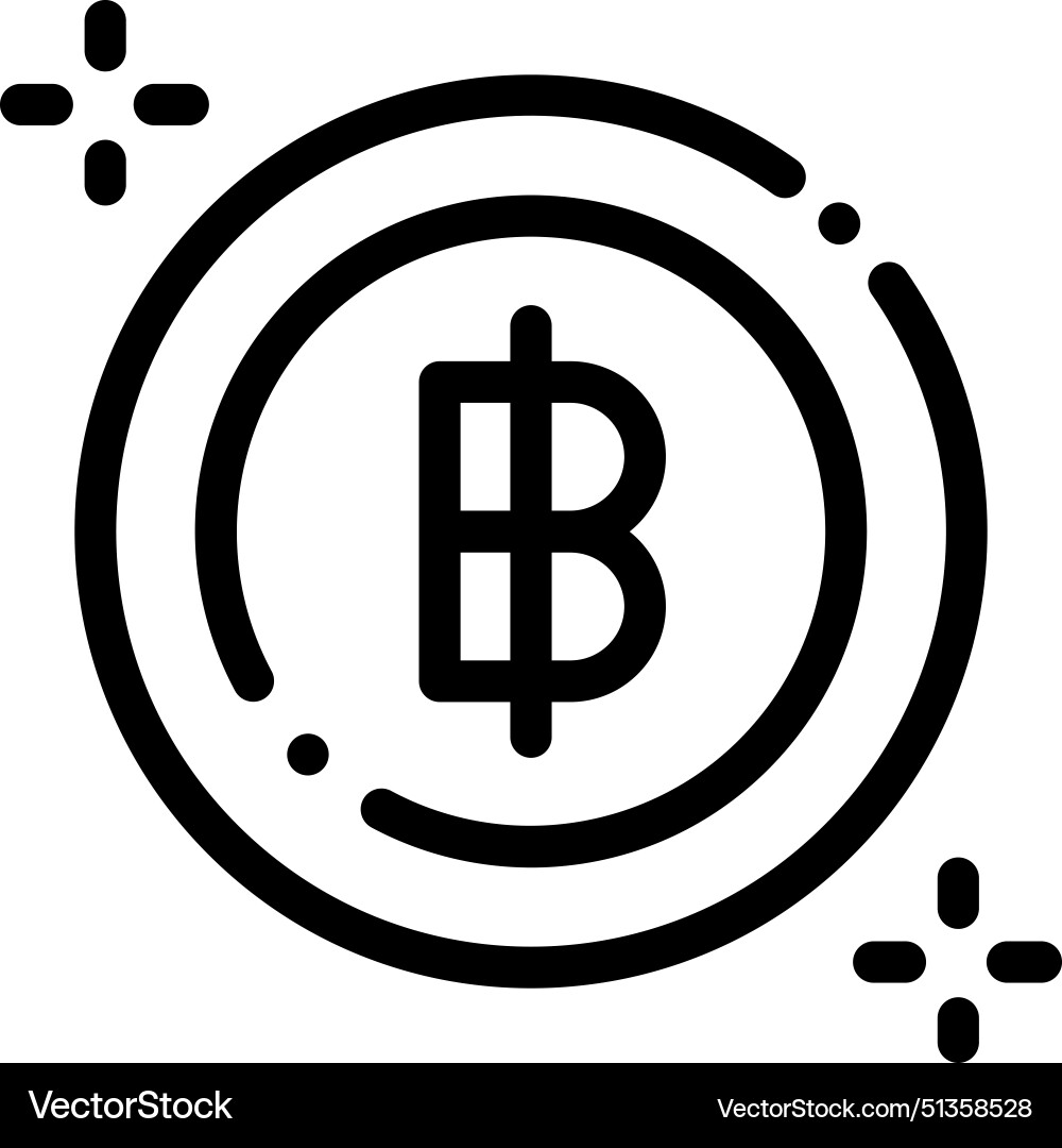 Baht icon thin linear style design isolated Vector Image