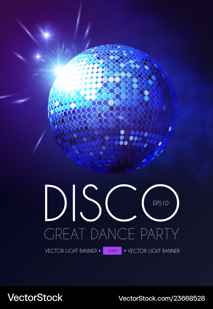 Disco Party with Mirror Ball Flyer Royalty Free Vector Image