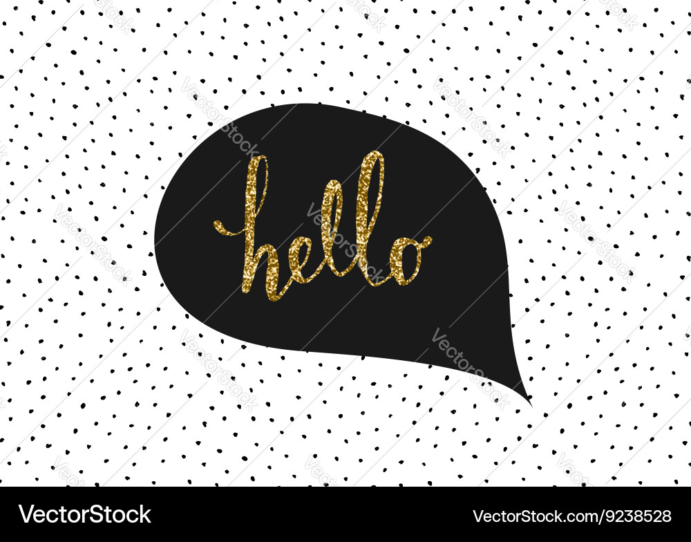 Gold Glitter Hello Card Royalty Free Vector Image