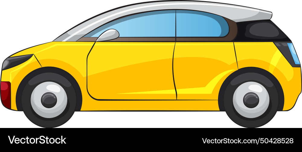 Graphic of a yellow modern compact car Royalty Free Vector