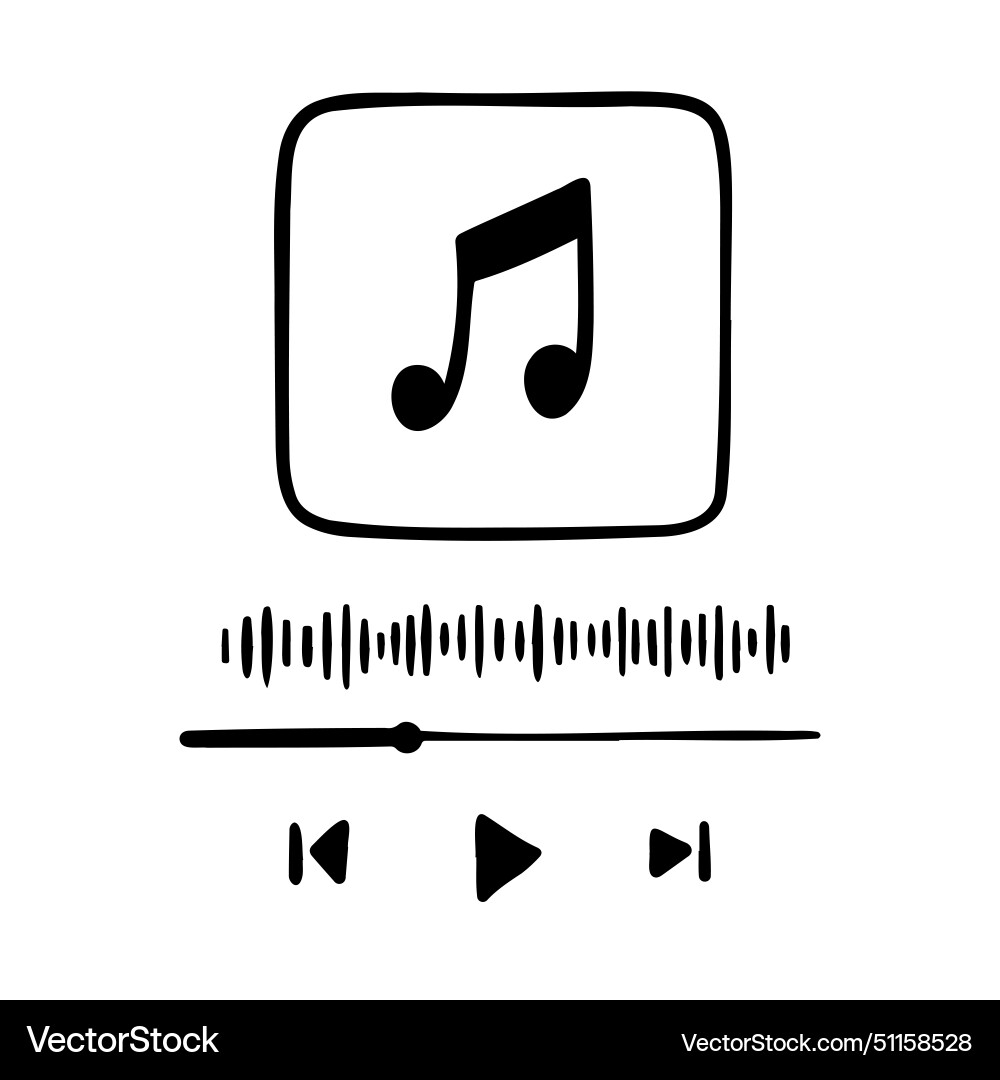 Hand drawn doodle audio player vertical template Vector Image
