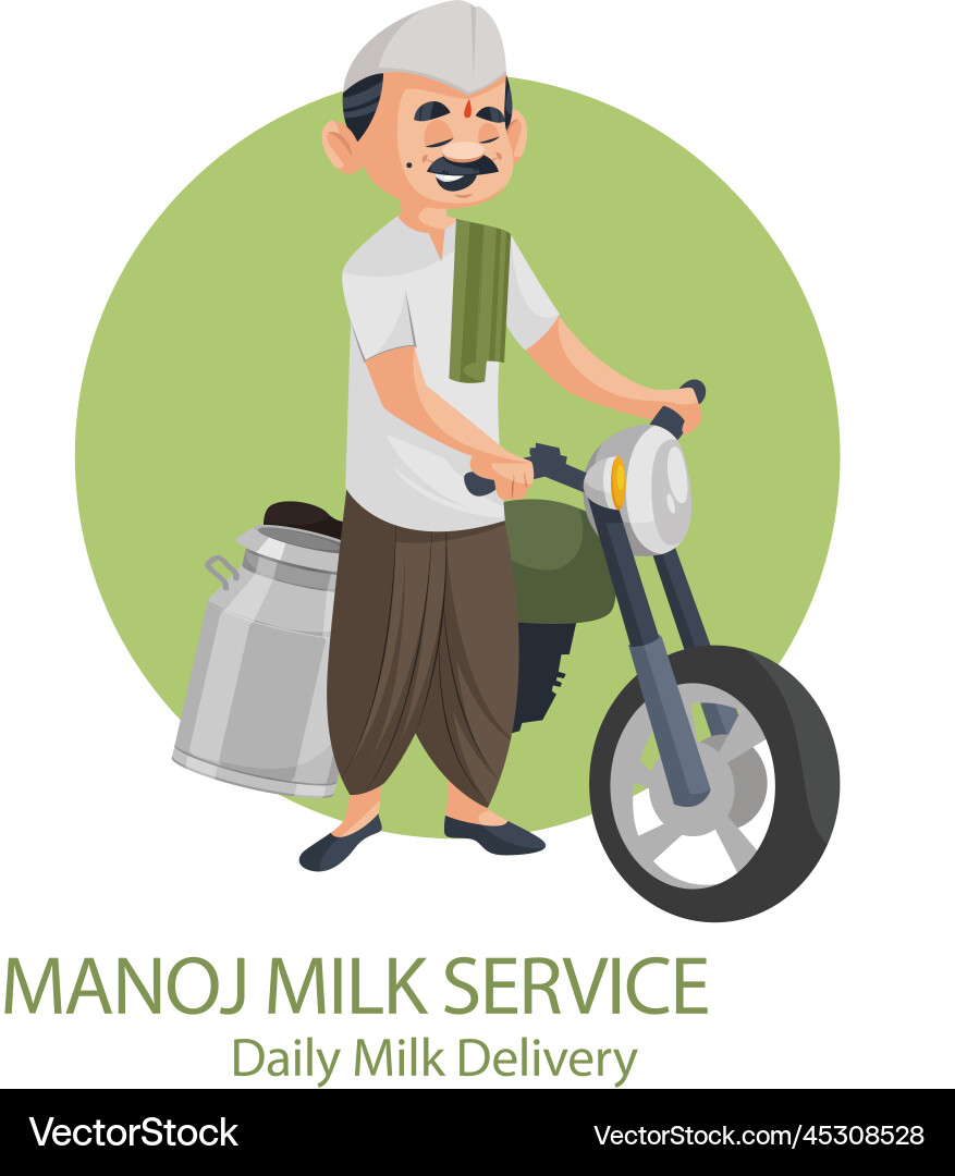 Manoj milk service daily delivery logo Royalty Free Vector