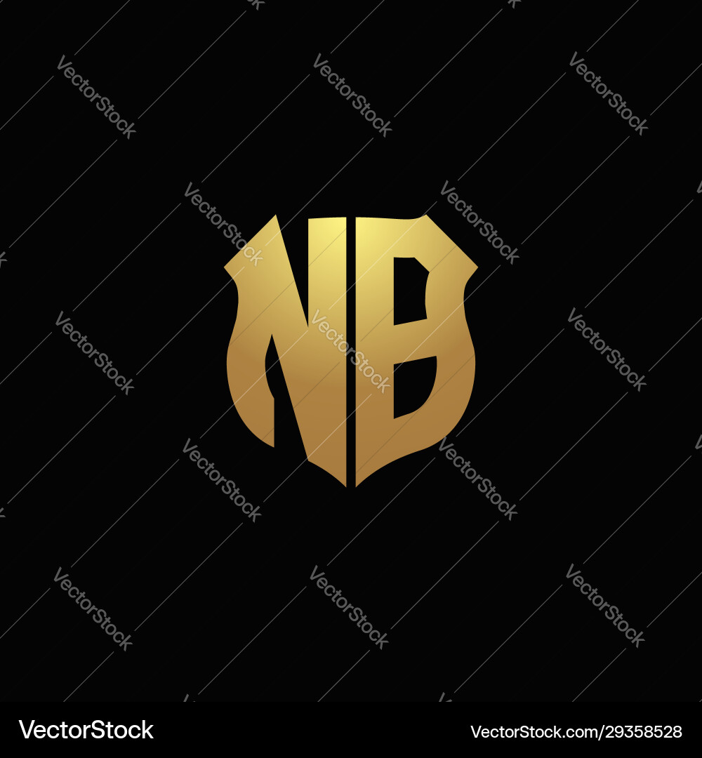 Nb logo monogram with gold colors and shield Vector Image