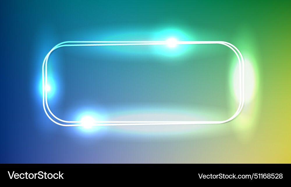 Neon double rounded rectangular frame Royalty Free Vector