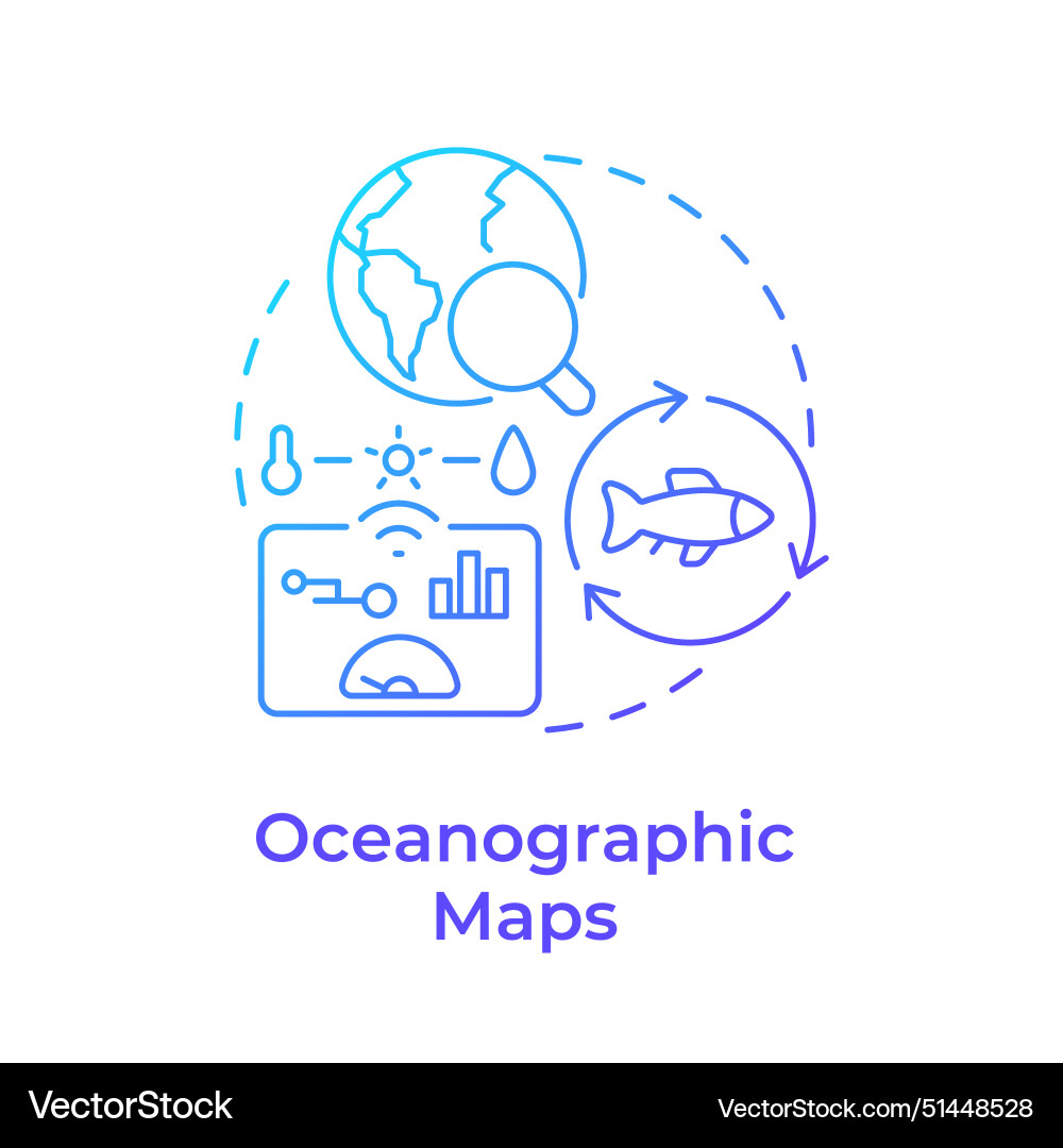 Oceanographic maps blue gradient concept icon Vector Image