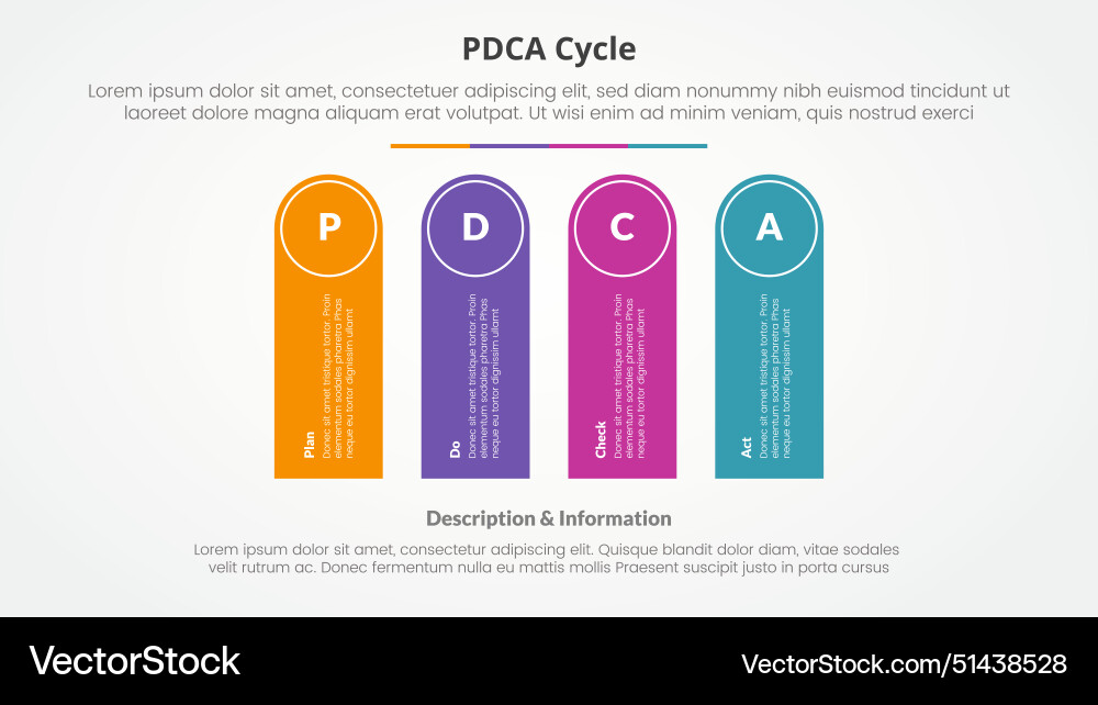 Pdca plan do check act framework infographic Vector Image