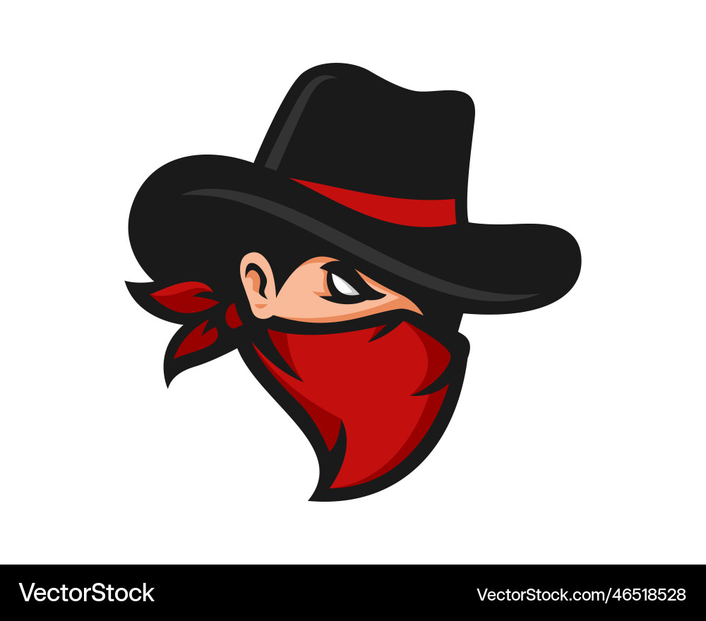 Printcool bandit cowboy logo design Royalty Free Vector