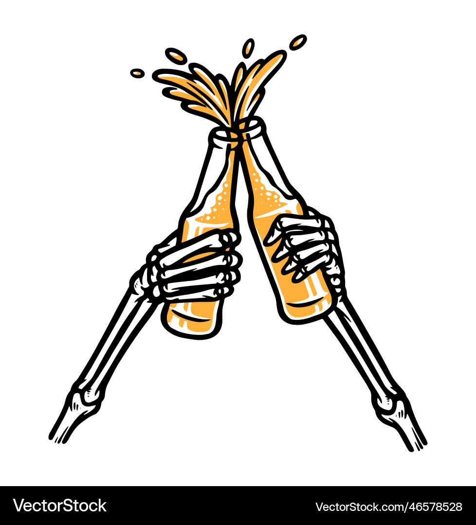 Skeleton hand holding a bottle of beer Royalty Free Vector