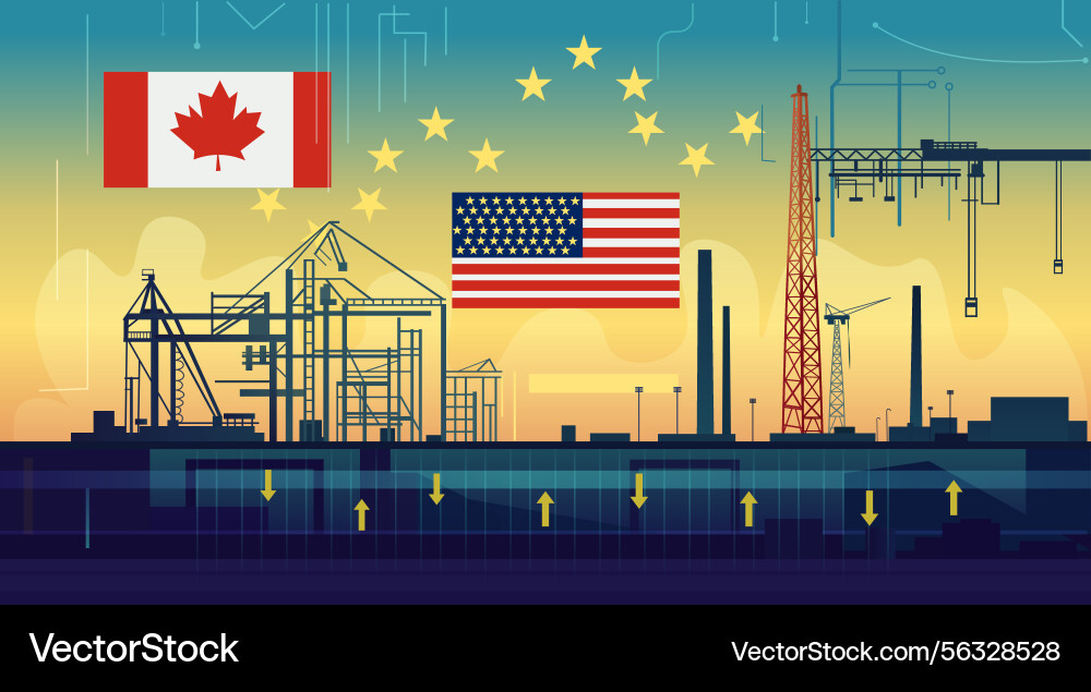 Trade war tariffs canada united states Royalty Free Vector