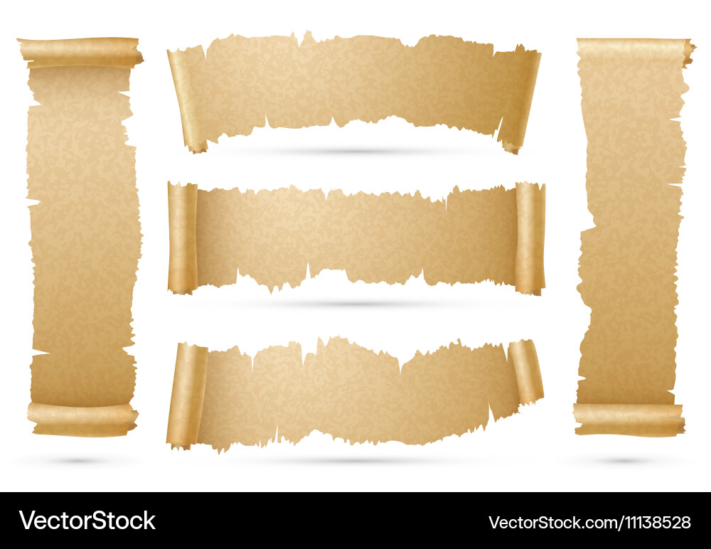 Vertical and horizontal old paper scroll ribbon Vector Image