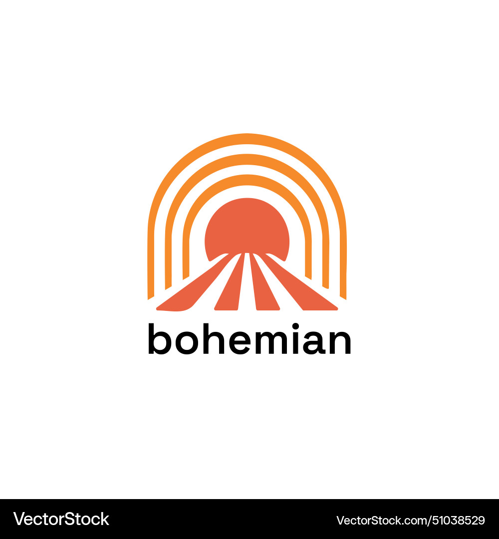 Bohemian vintage sun way logo Royalty Free Vector Image