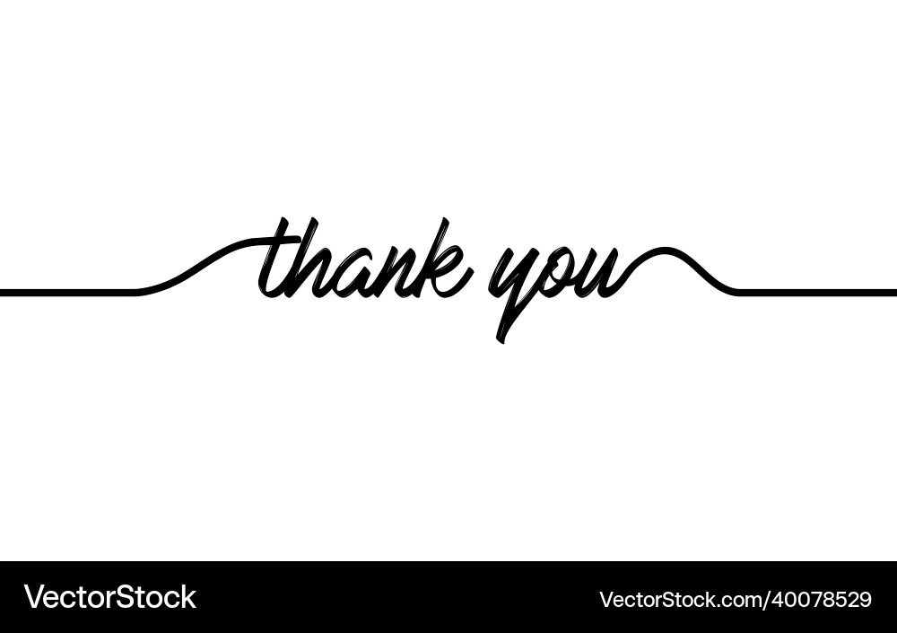 Continuous one line drawing of thank you text Vector Image
