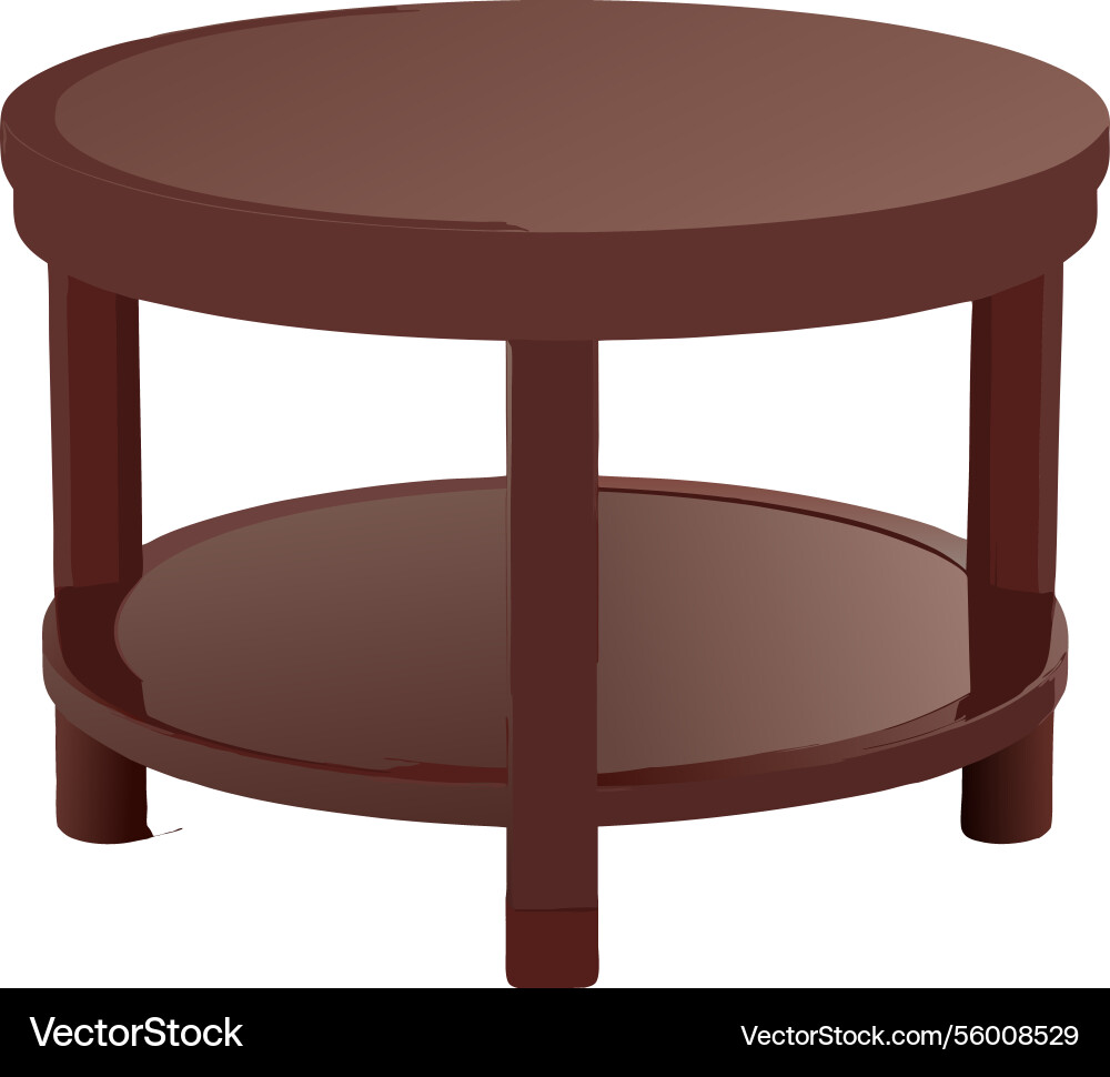 Dark brown round coffee table with two shelves Vector Image