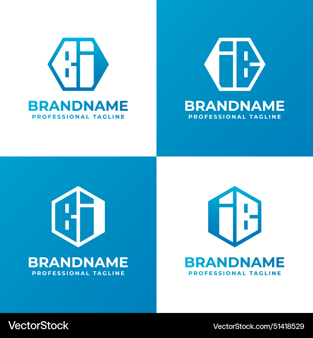 Letters bi and ib hexagon logo set suitable Vector Image