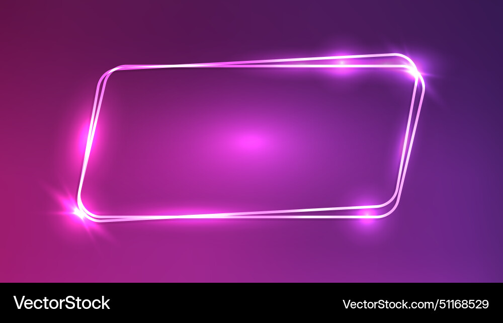 Neon double frame with shining effects Royalty Free Vector