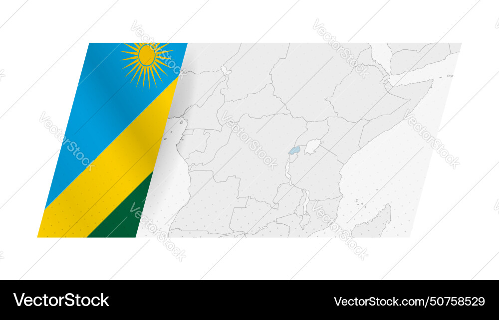Rwanda map in modern style with flag Royalty Free Vector