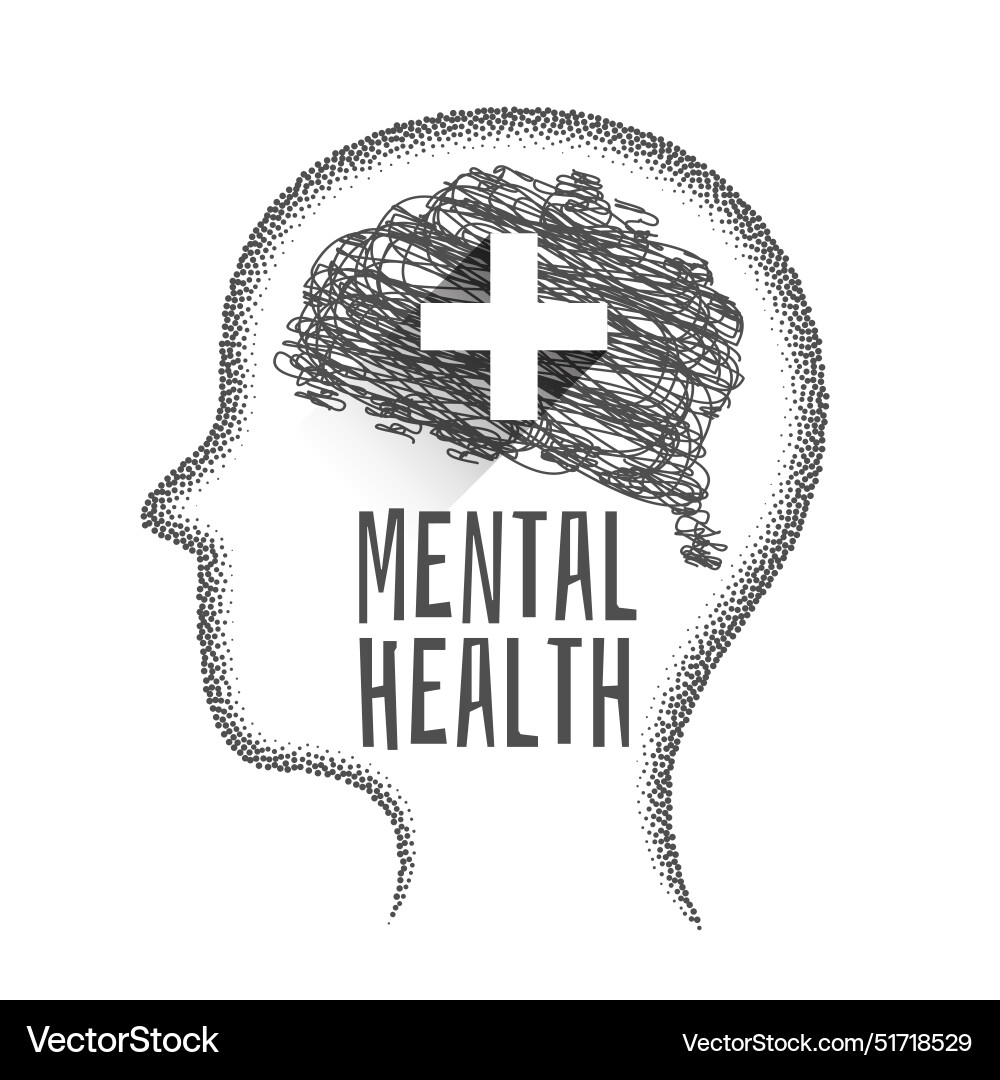 Scribble style human head background for mental Vector Image