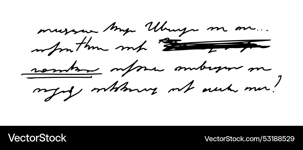 Unreadable handwritten text sweeping handwriting Vector Image