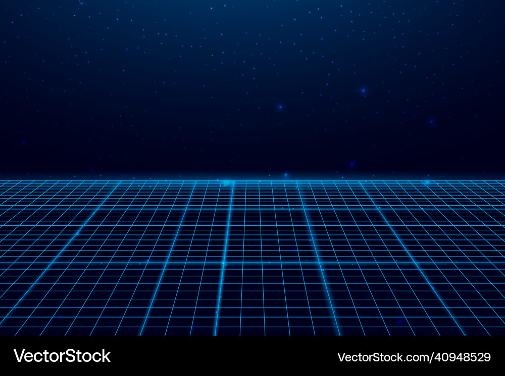 Wireframe perspective grid space neon infinity Vector Image