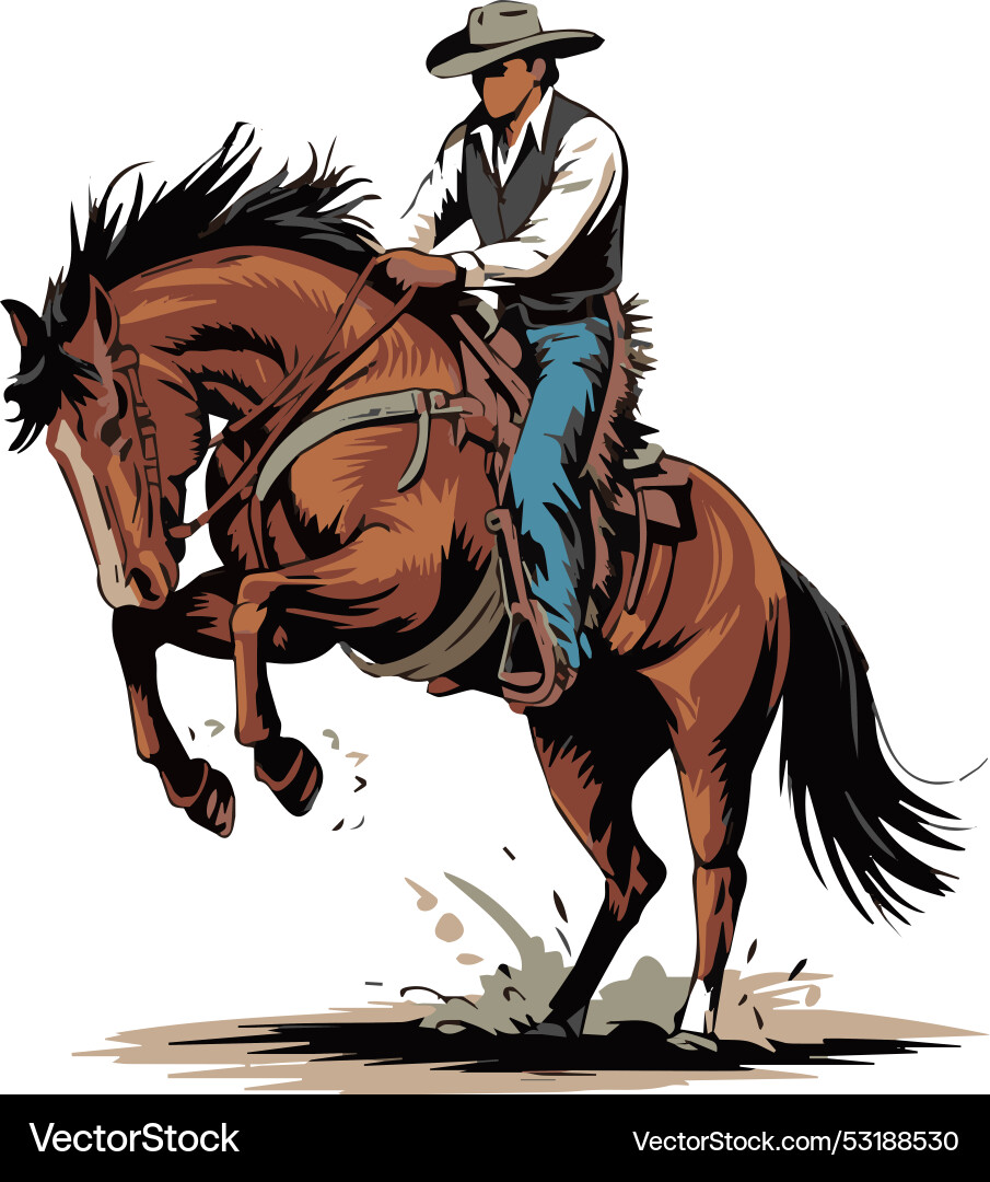 A cowboy holding on horse Royalty Free Vector Image