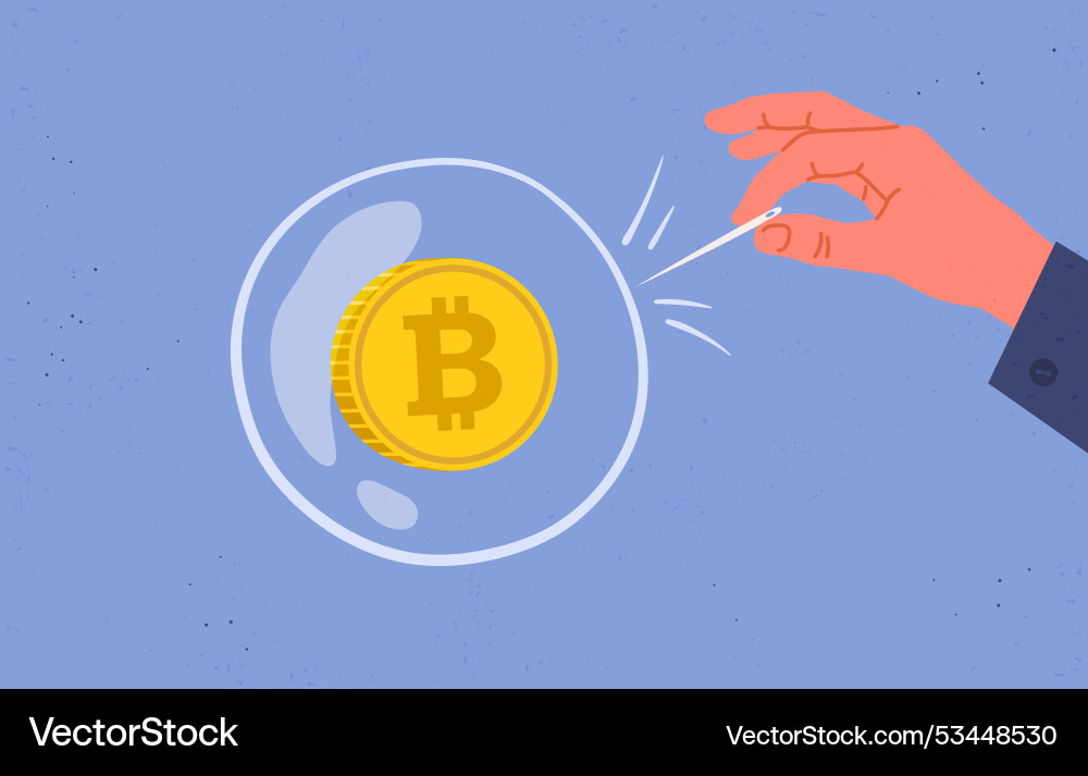 Concept of bitcoin bubble and speculationrisks Vector Image