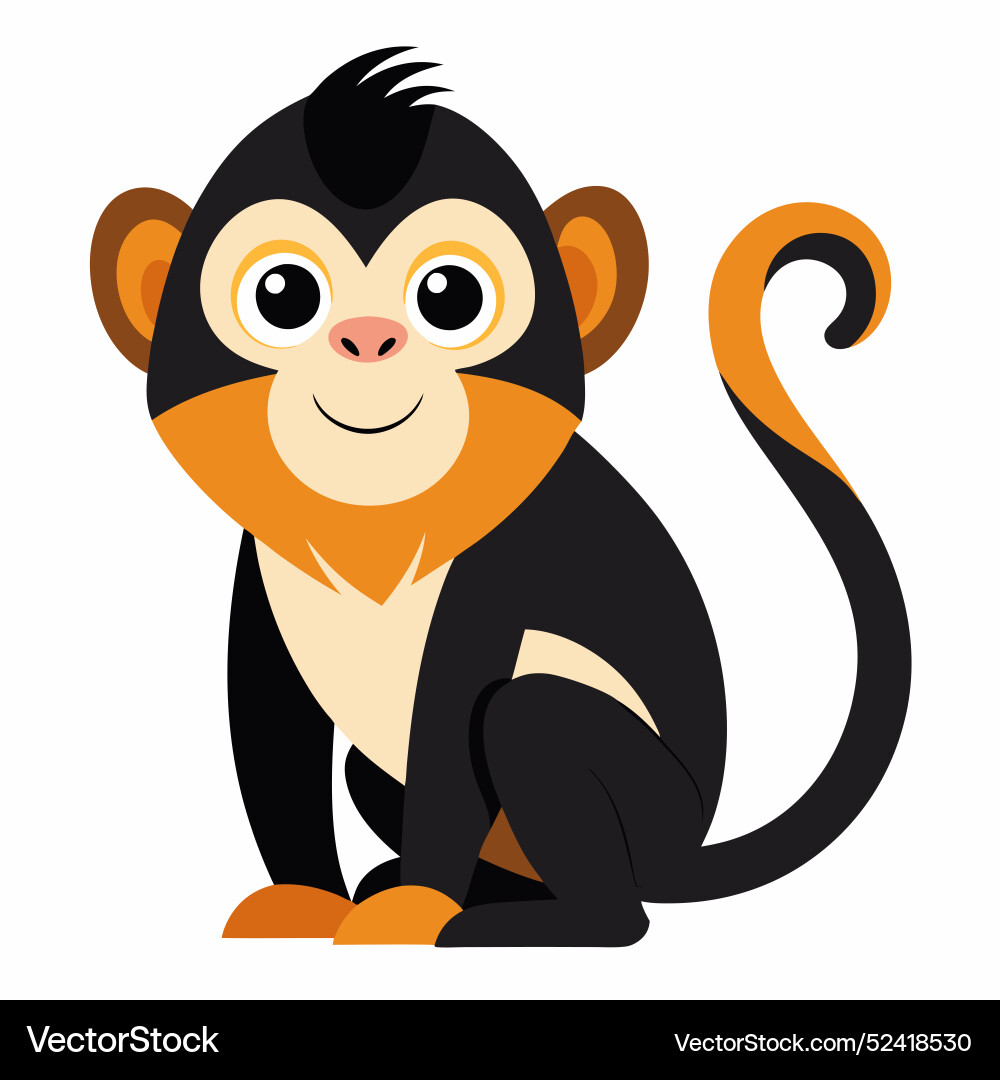 Douc monkey lies kawaii Royalty Free Vector Image