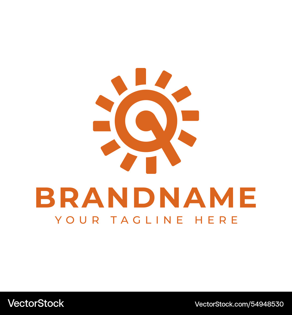 Letter q sun logo symbolizing energy growth Vector Image