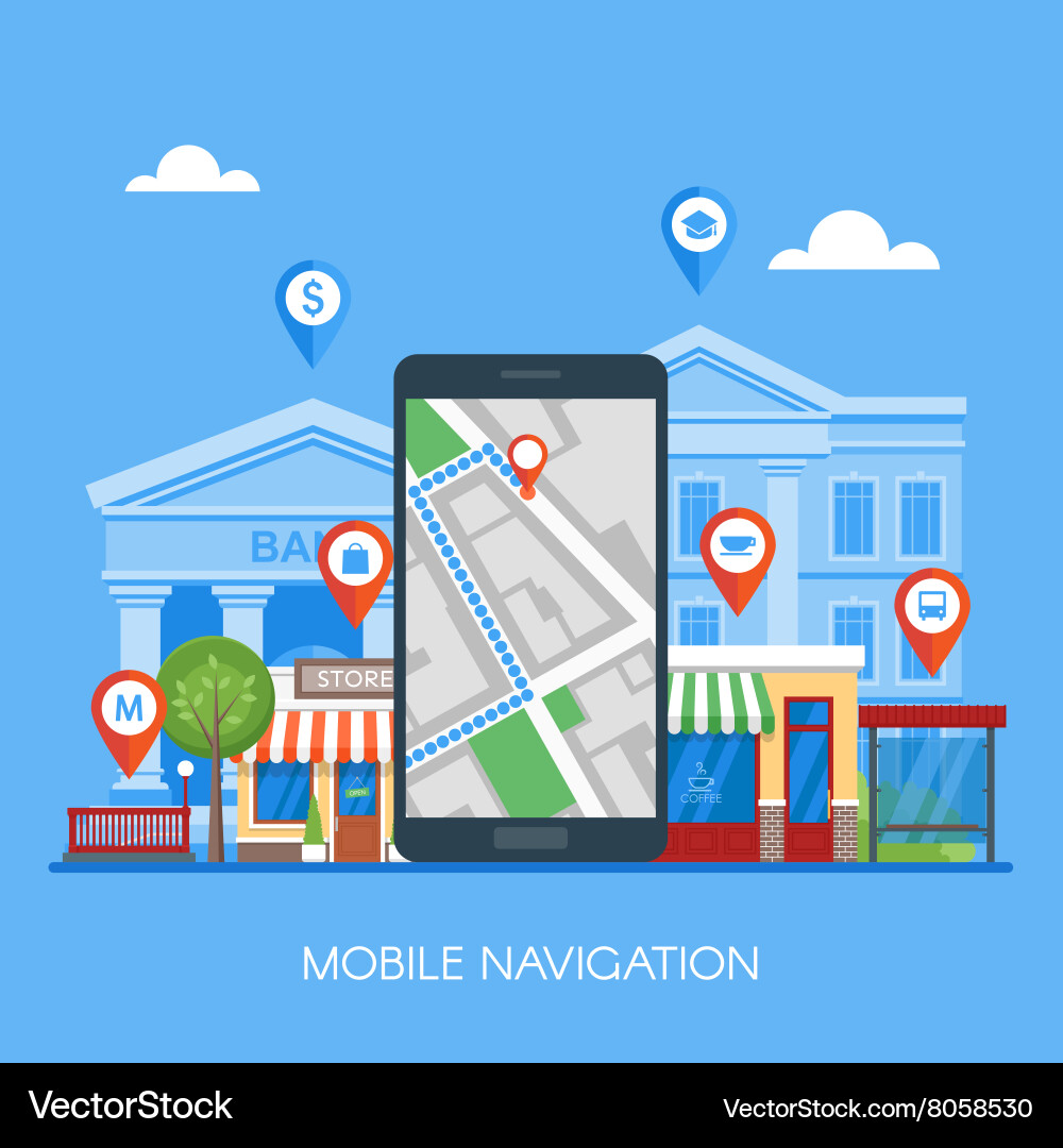 Mobile navigation concept Royalty Free Vector Image