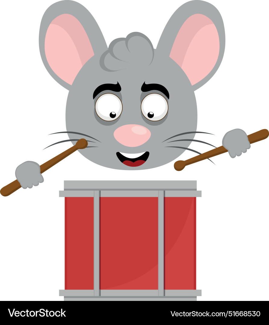 Mouse head drum sticks Royalty Free Vector Image