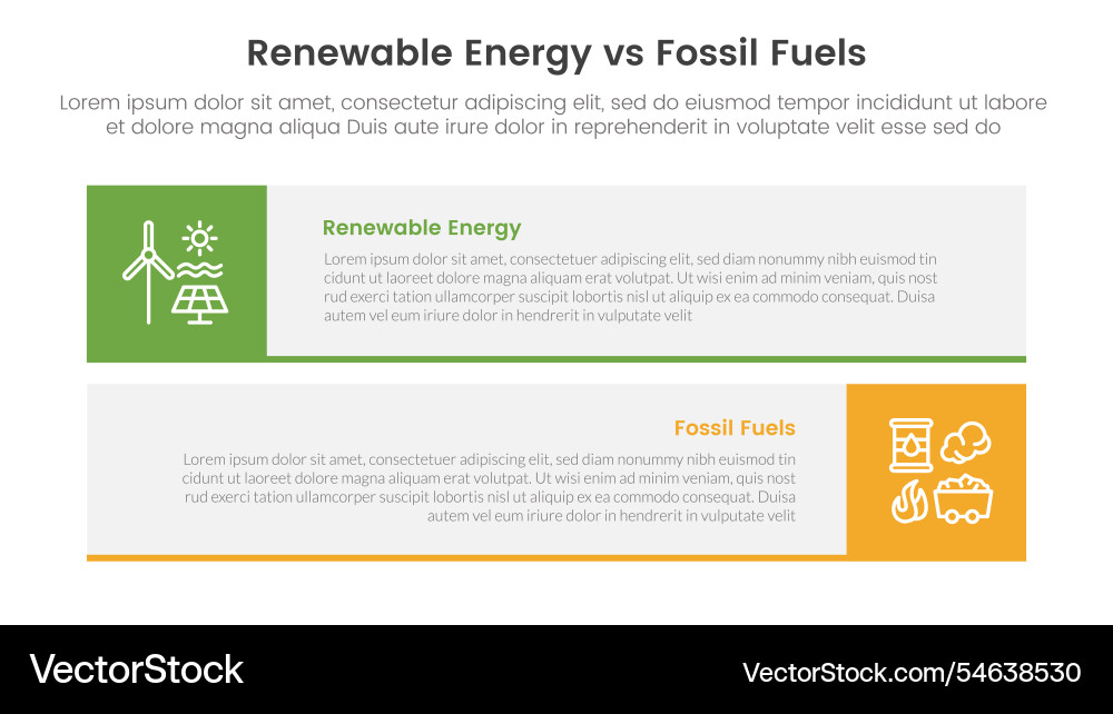Renewable energy vs fossil fuels comparison Vector Image
