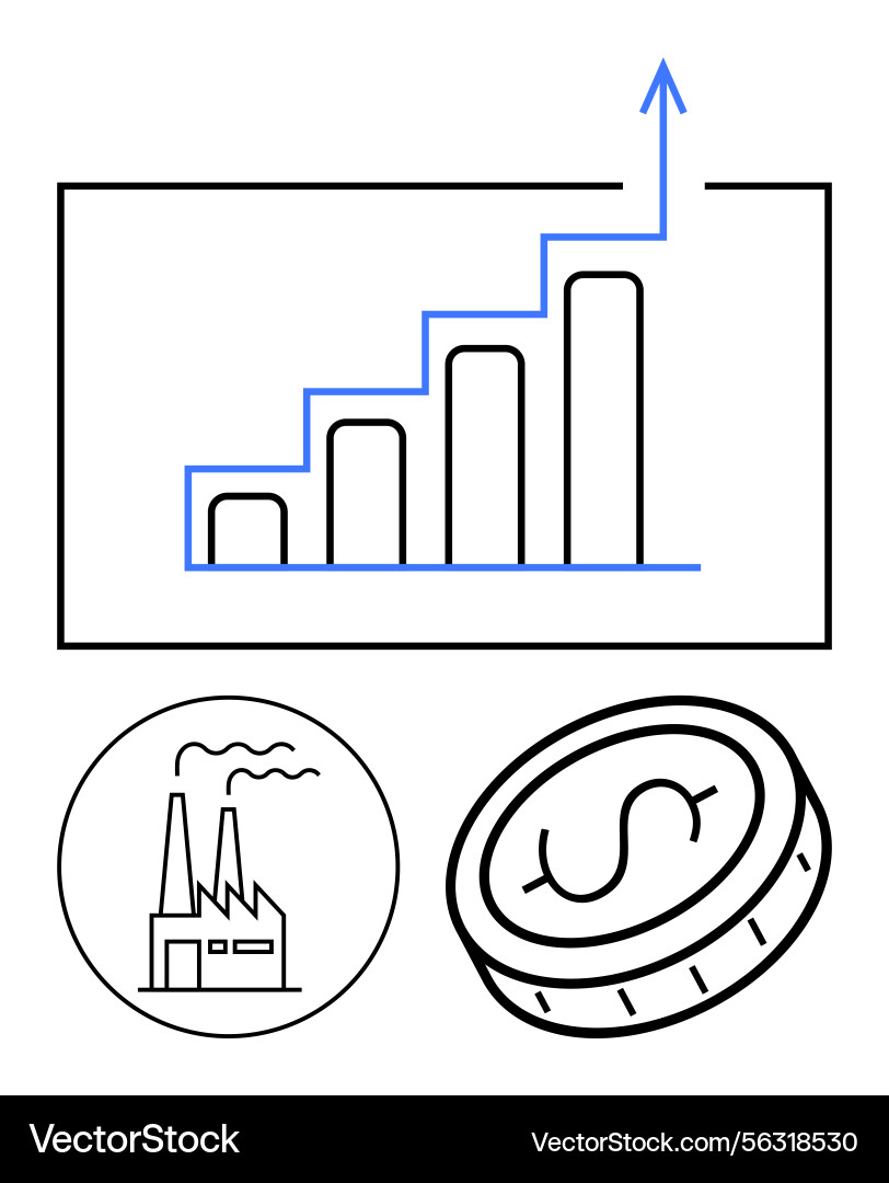 Rising Bar Graph - Growth & Industry Vector Image