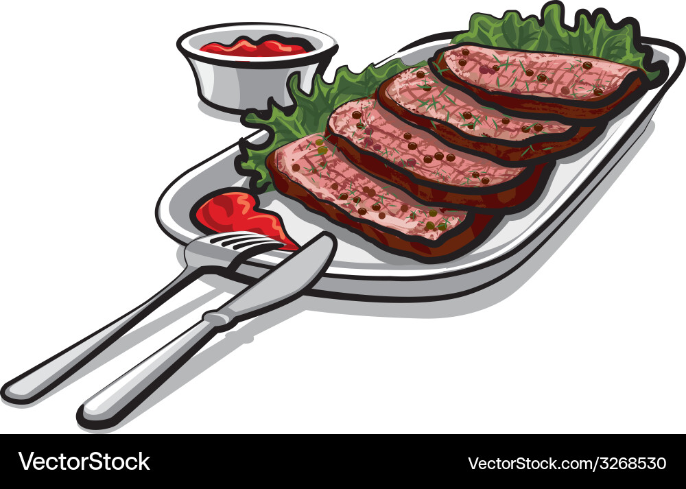 Roastbeef with sauce Royalty Free Vector Image