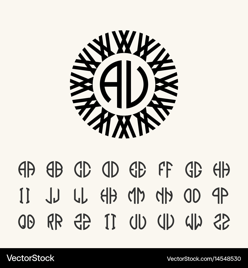 Set template letters to create monograms of two Vector Image