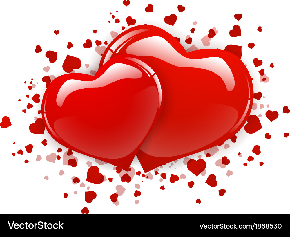 Two red heart Royalty Free Vector Image - VectorStock
