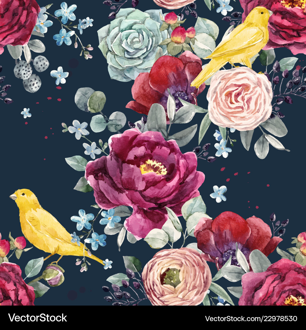 Watercolor floral pattern Royalty Free Vector Image