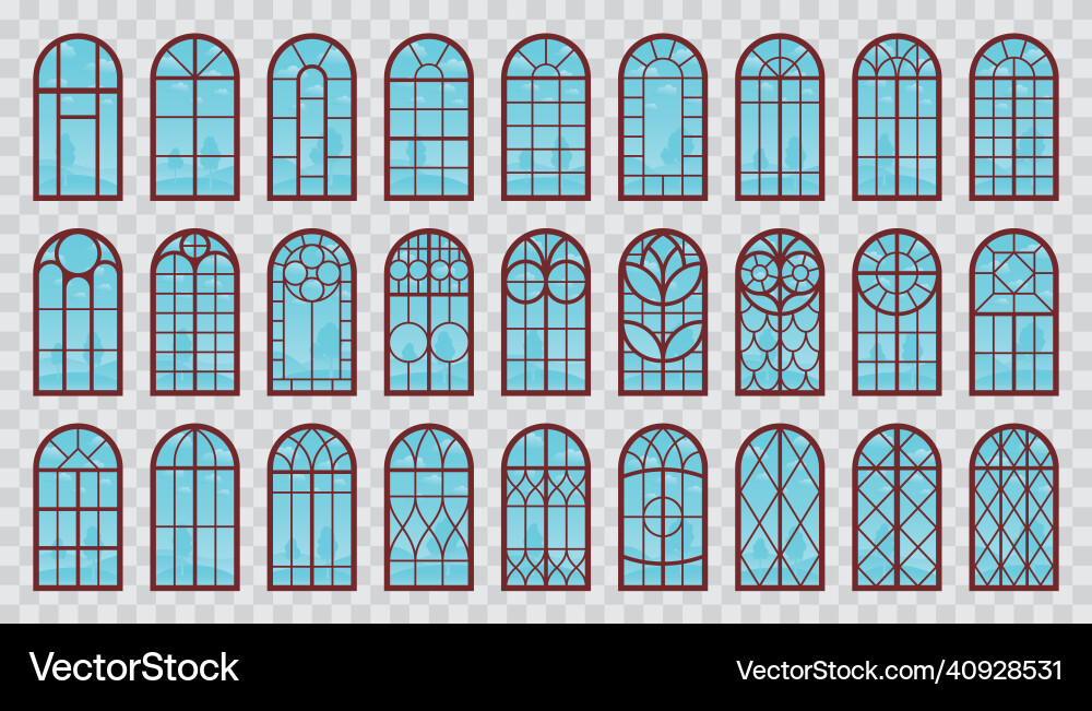 Arched Window Collection Royalty Free Vector Image