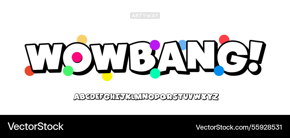 Bold cartoon typography playful bubble sans serif Vector Image