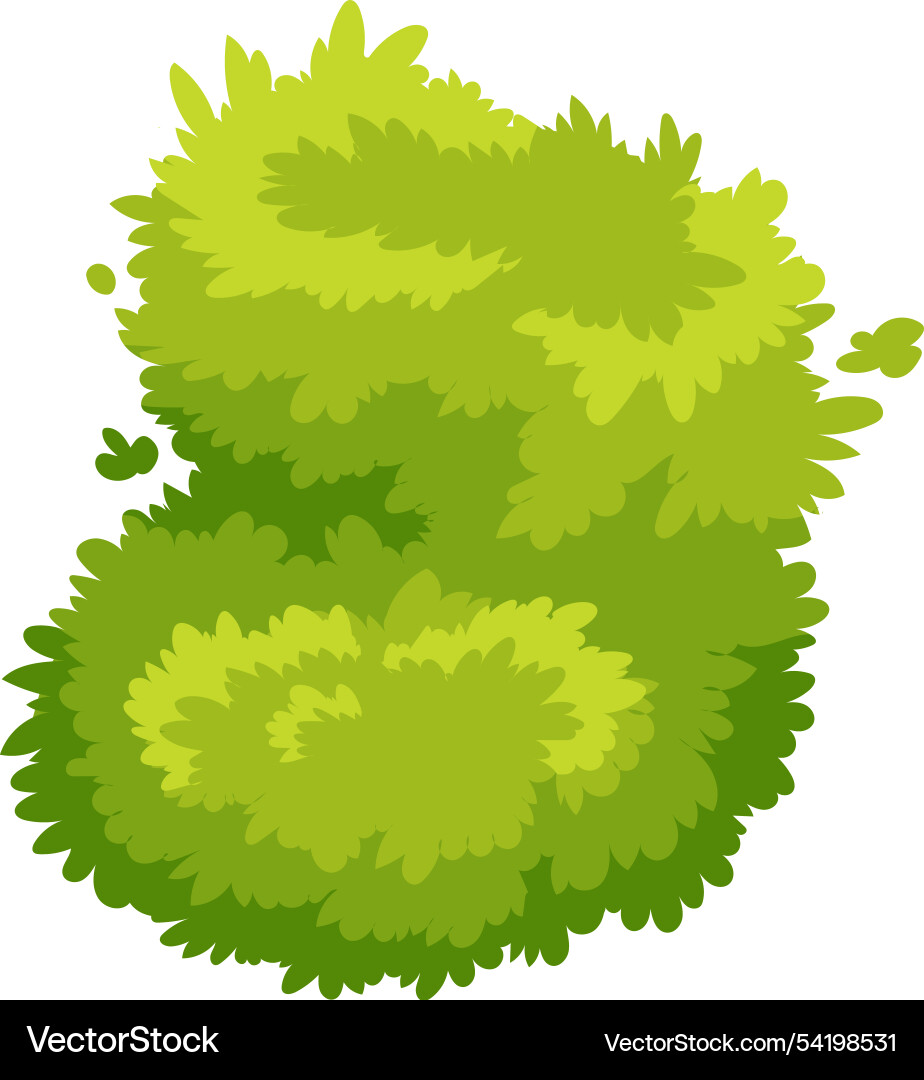 Cartoon style lush green bush with multiple leaves