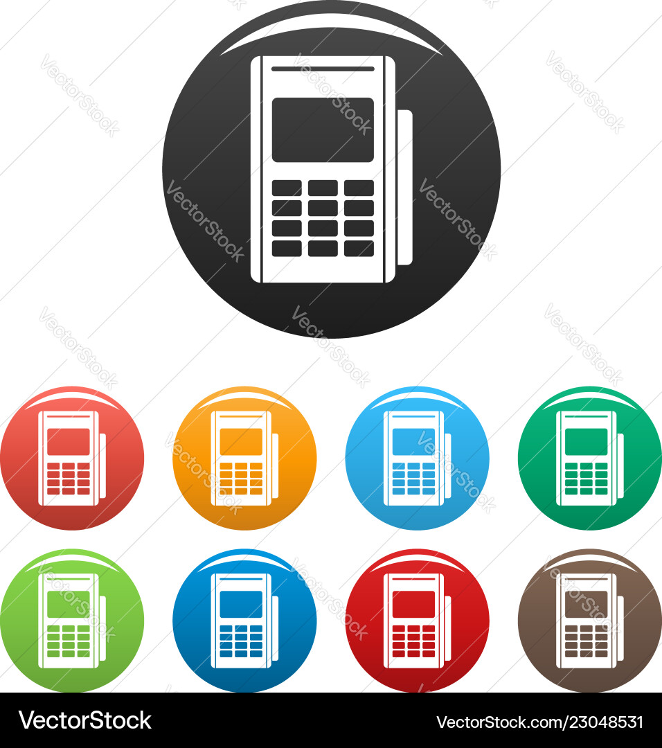 Credit card reader icons set color Royalty Free Vector Image