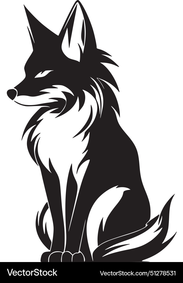 Fox - black and white Royalty Free Vector Image