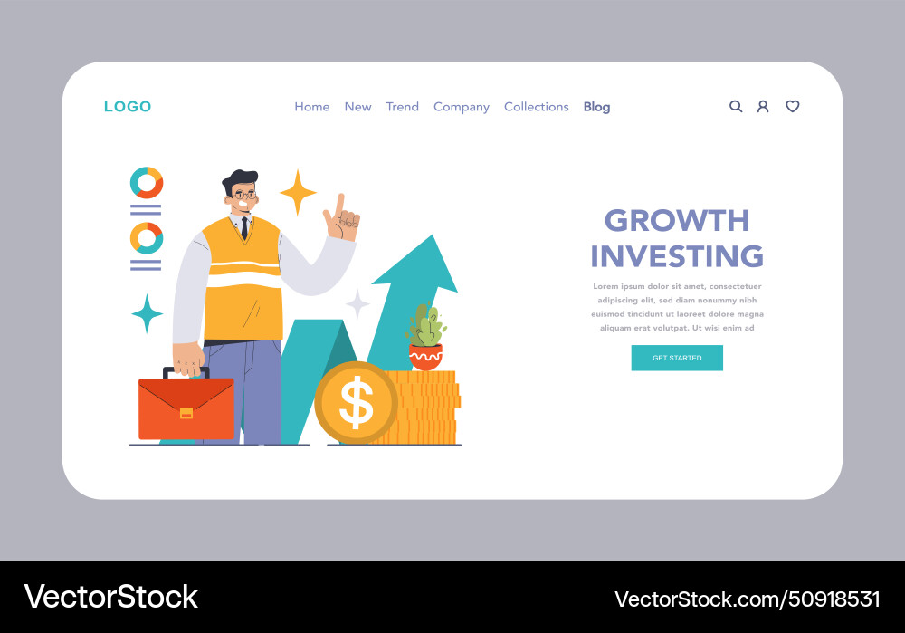 Growth investing web or landing confident Vector Image