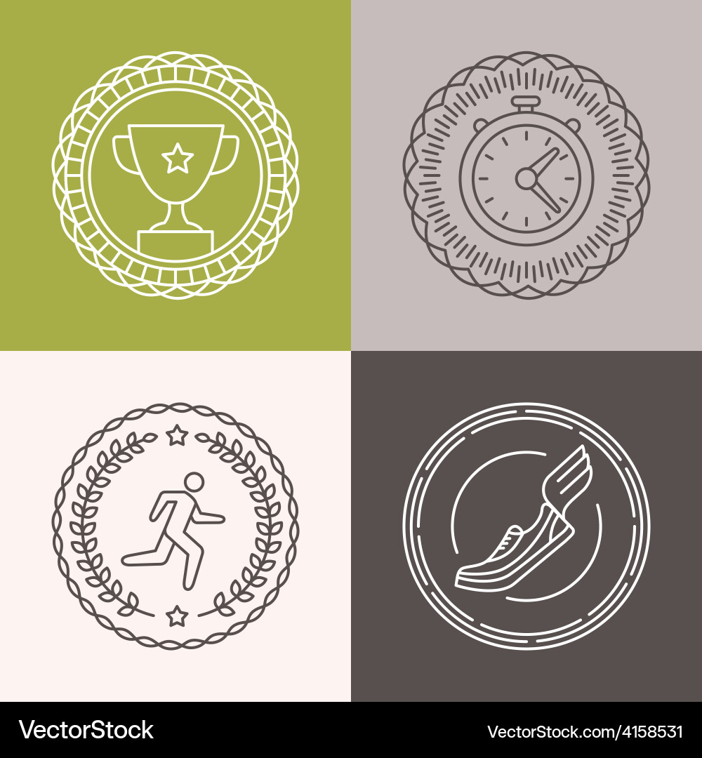 Linear runnig badges Royalty Free Vector Image