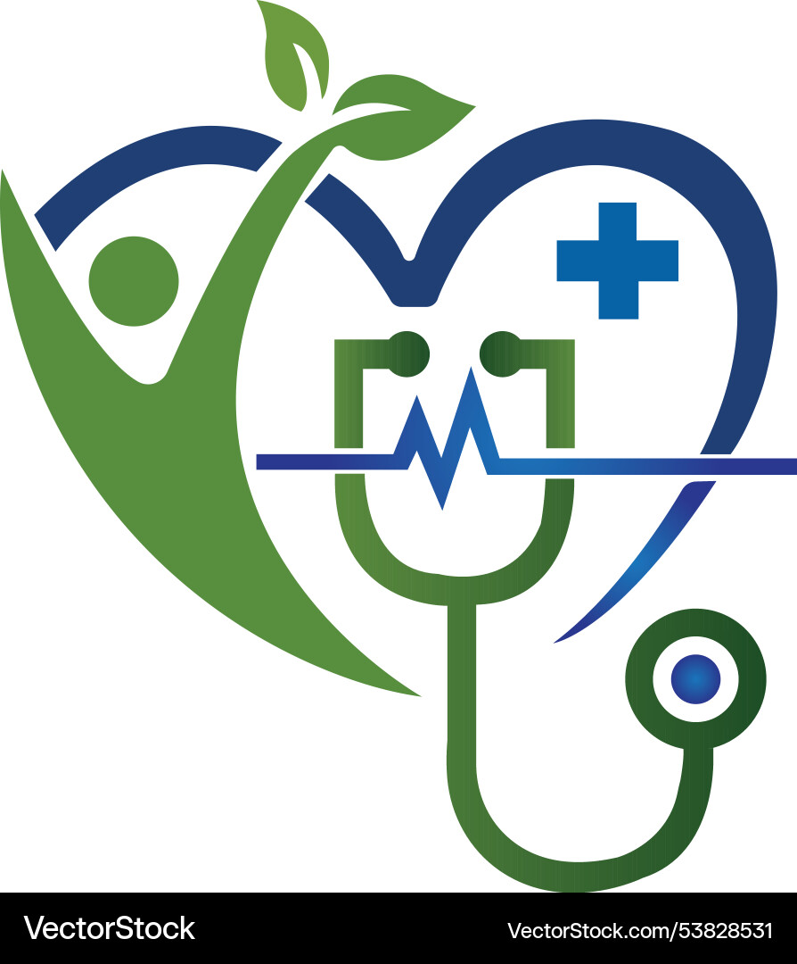Medical hart logo design hartbit man Royalty Free Vector