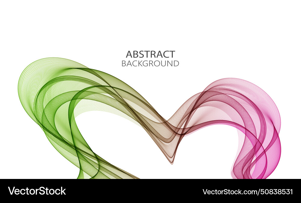Pink green transparent wave lines on white Vector Image