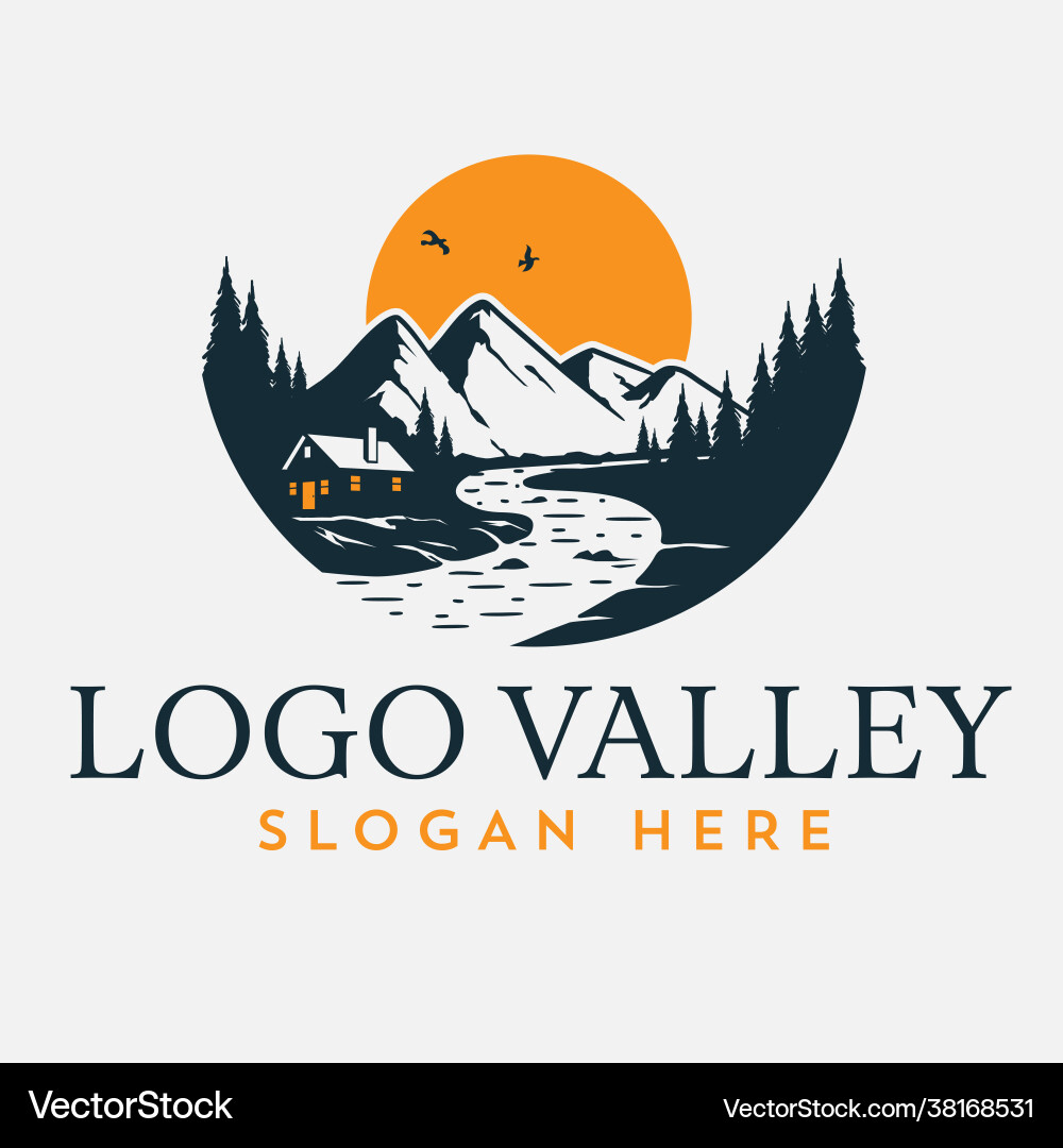 Valley ranch logo design template Royalty Free Vector Image