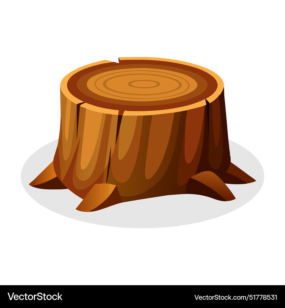 Wooden tree log trunk stump flat Royalty Free Vector Image
