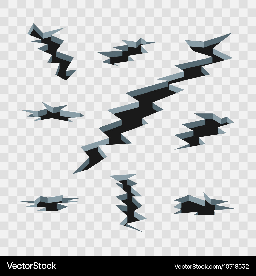 Cartoon cracks in the ground isolated Royalty Free Vector