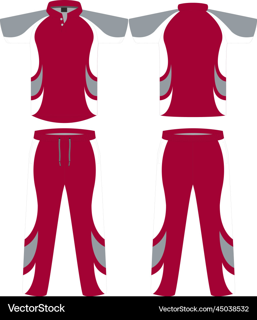 Cricket uniform set with bottom trouser design Vector Image